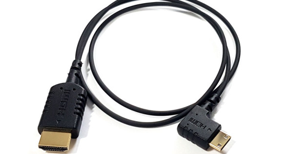 HyperThin Right Angle Mini V2 HDMI to HDMI Cable 80cm